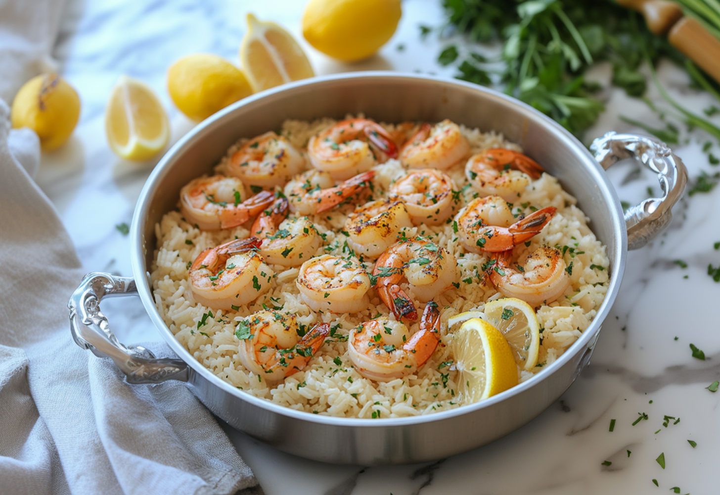 Lemon Garlic Shrimp Skewers With Rice Pilaf - Urban Comfort St Pete