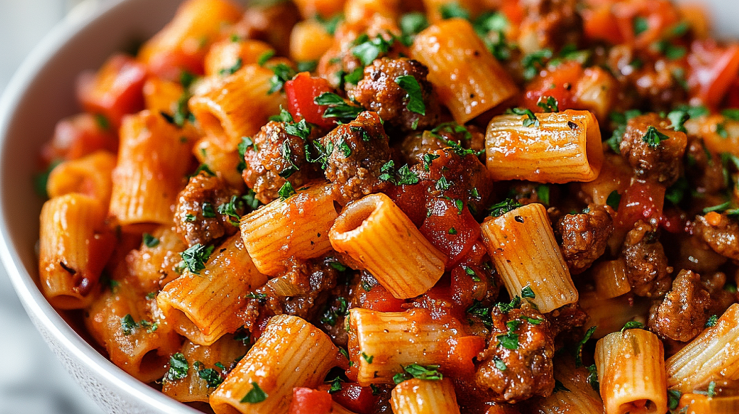 Spicy Italian Sausage Pasta With Roasted Red Peppers - Urban Comfort St ...
